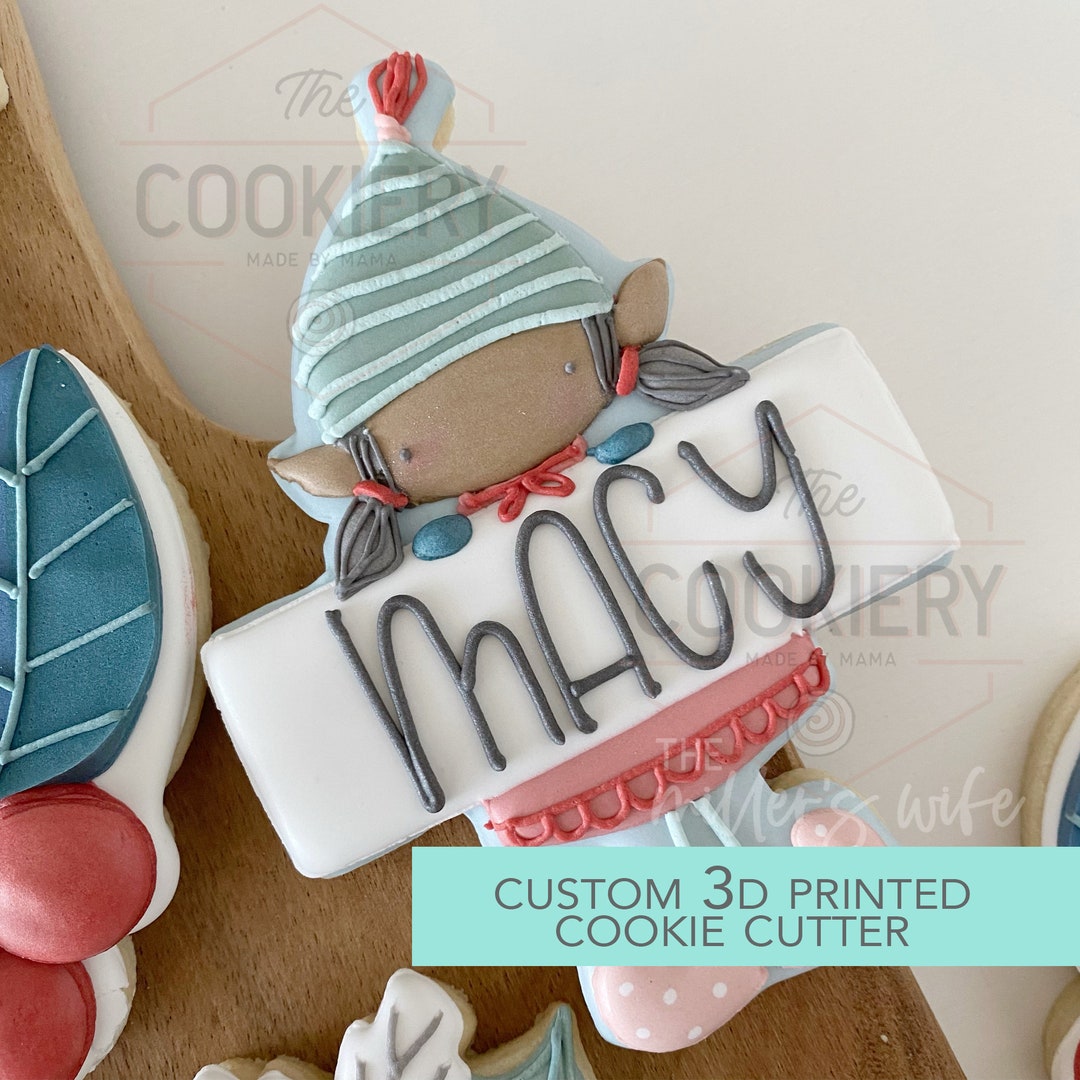 Christmas Girl Elf Name Plaque Cookie Cutter - Christmas Cookie Cutter ...