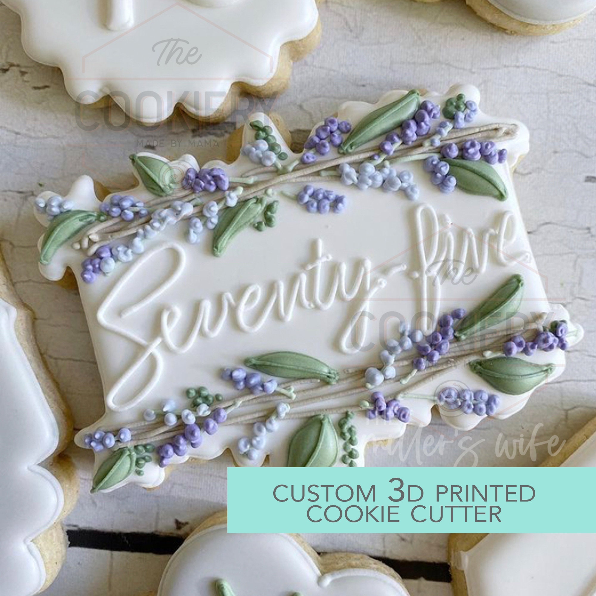 Floral Rectangular Plaque Cookie Cutter Floral Plaque Cookie - Etsy