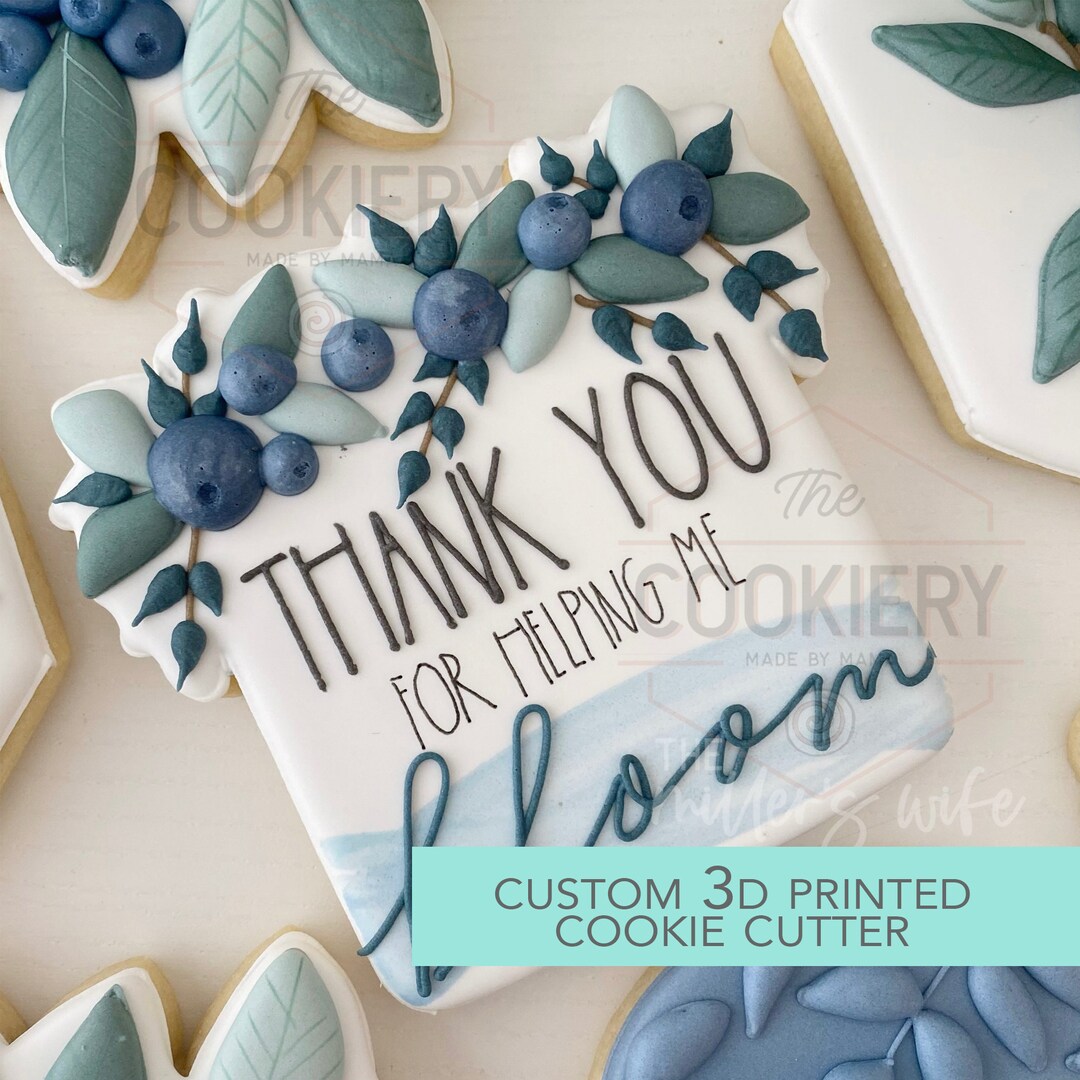 Floral Square Plaque Cookie Cutter - Floral Plaque Cookie Cutter - 3D ...