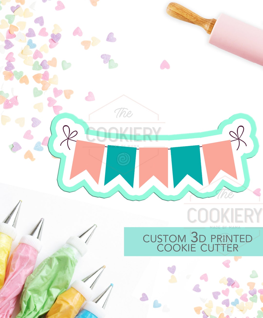 Bunting Flag Cookie Cutter - Banner Cookie Cutter - Party Banner Cookie ...