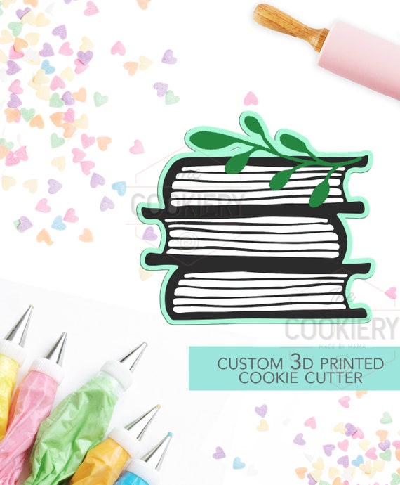 Stack of Books With Leaves Cookie Cutter School Cutter 3D | Etsy