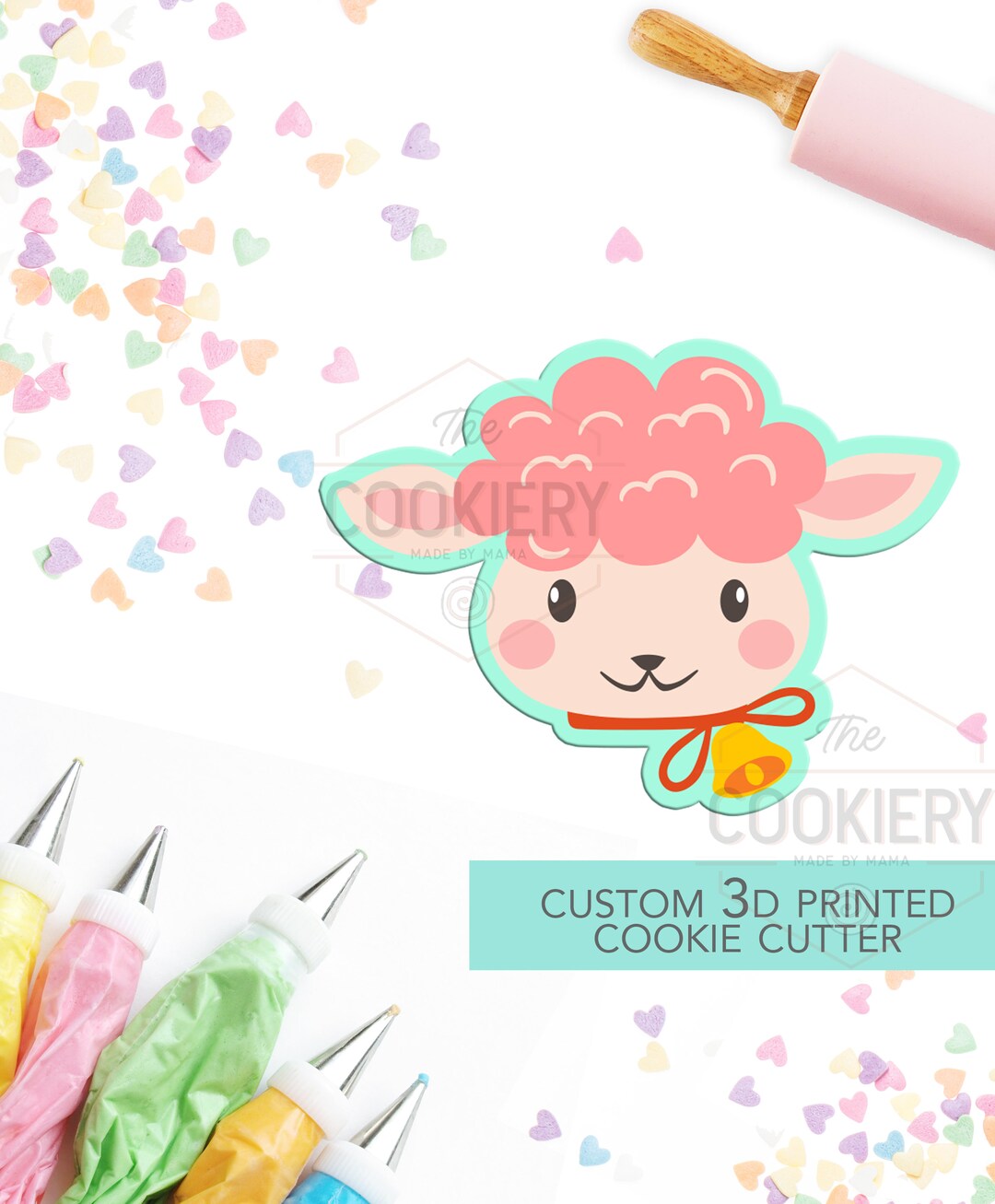 Easter Lamb Cookie Cutter - Cute Lamb Face Cookie Cutter, 3D Printed ...