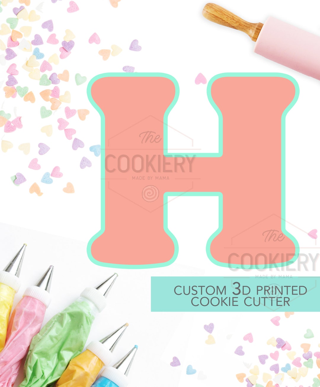 Alphabet Letter Cookie Cutter - Block Letter Cookie Cutter - Letter H ...