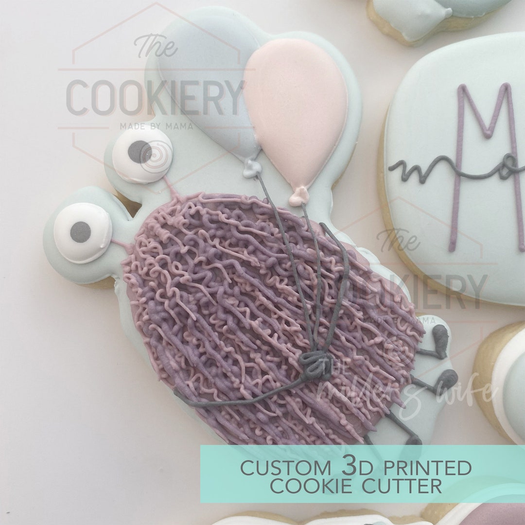 Fuzzy Monster With Balloons Cookie Cutter - Halloween Monster Birthday ...