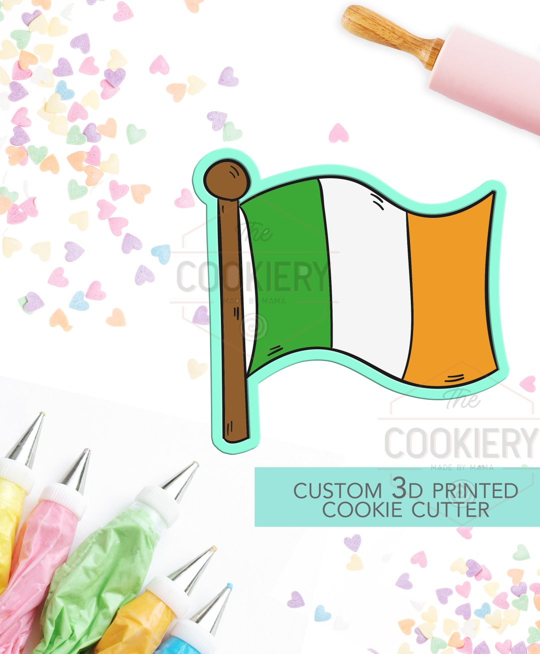 Irish Flag Cookie Cutter - Waving Flag Cutter - St Patrick's Day Cookie ...
