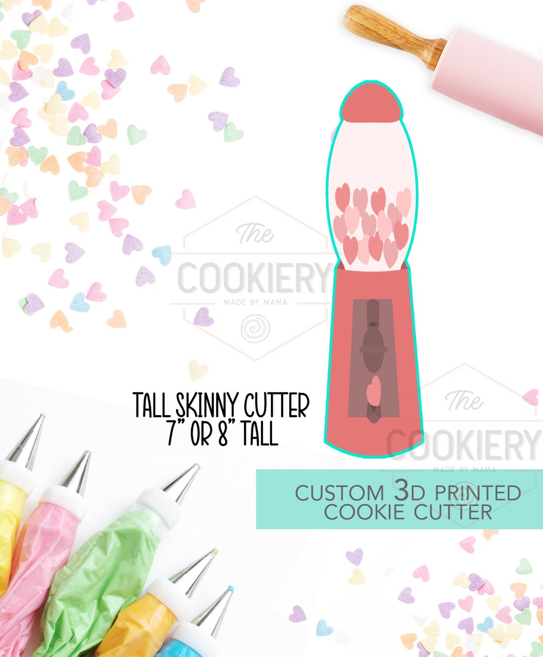 Tall Skinny Gumball Machine Cookie Cutter - Valentine's Day Cookie ...