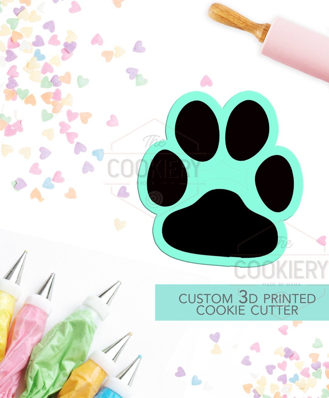 Chubby Paw Print Cookie Cutter - Paw Print Cookie Cutter - 3D Printed ...