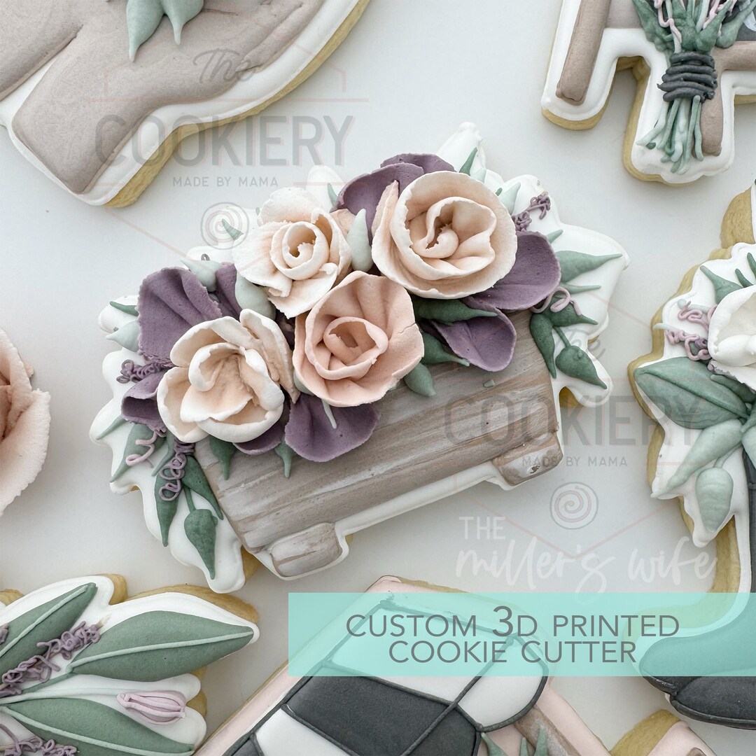 Wooden Flower Box Cookie Cutter - Floral Mother's Day Cookie Cutter ...
