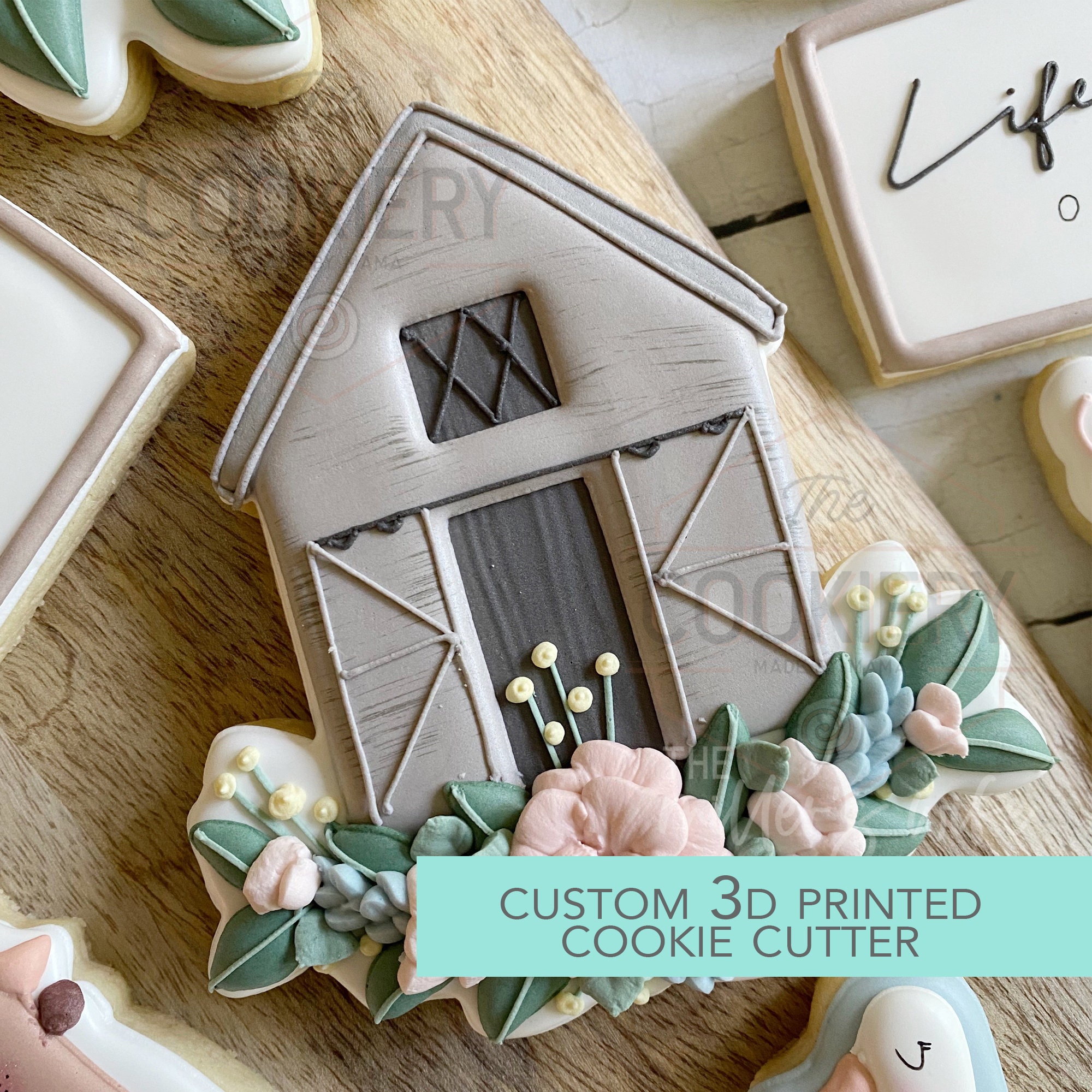 Floral Barn Cookie Cutter - Farm Animals Cookie Cutter - 3D Printed ...