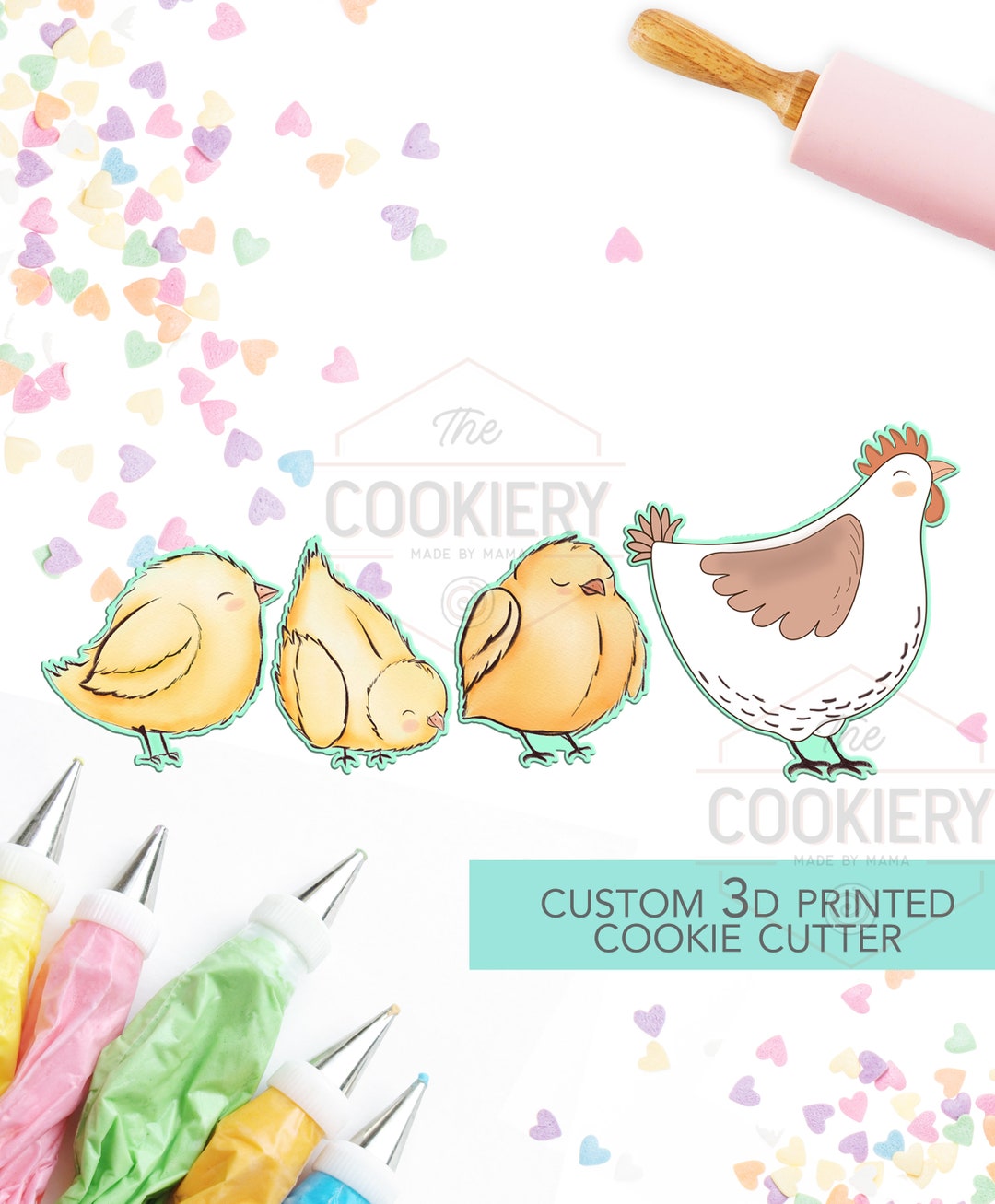 Hen and Chicks Cookie Cutter Set - Cute Animals Cookie Cutter - Easter ...