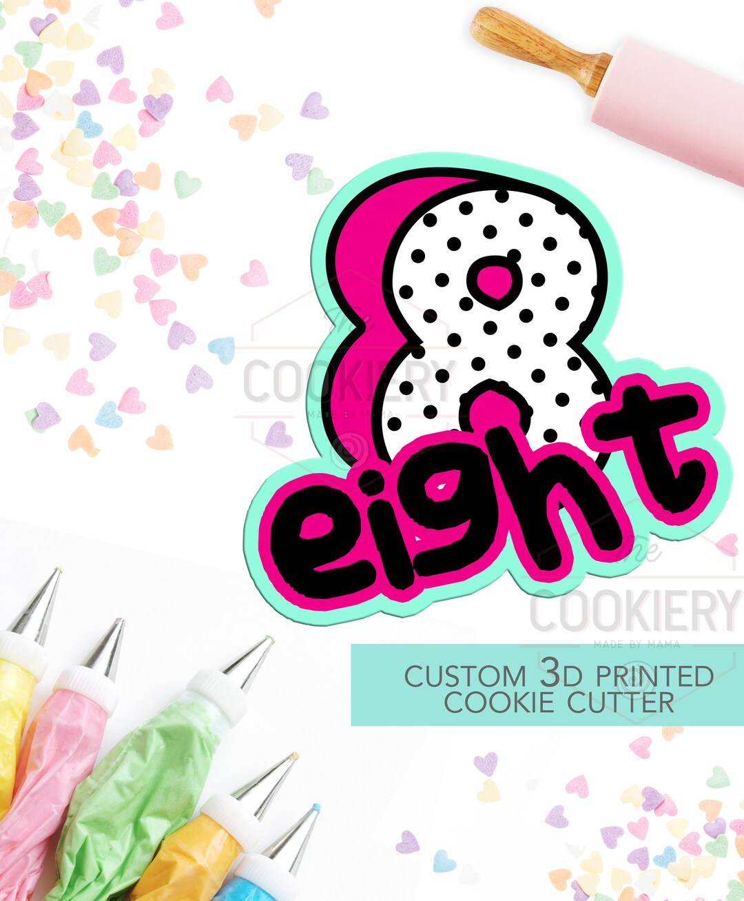 Number 8 With Lettering Cookie Cutter Number Eight Cookie - Etsy Canada