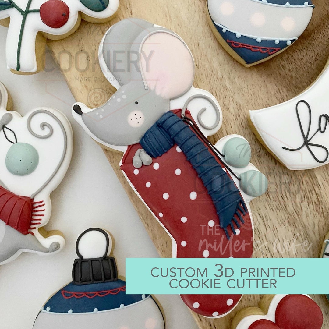 Christmas Mouse Cookie Cutter - Christmas Cookie Cutter - 3D Printed ...