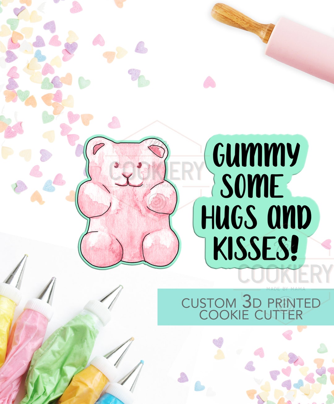 Gummy Bear Gummy Some Hugs and Kisses - 2 PC Set - Valentine's Day Puns ...