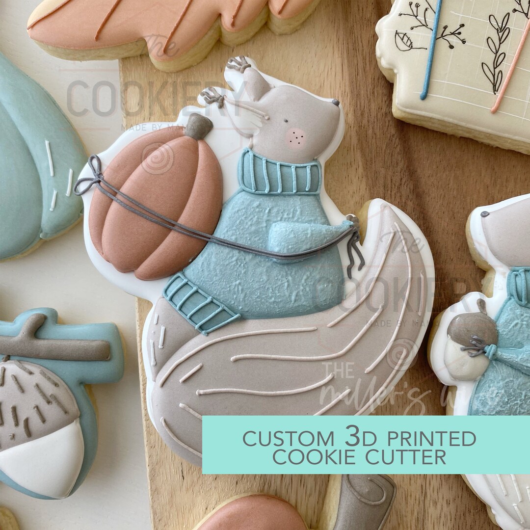 Squirrel Carrying Pumpkin Cookie Cutter - Cute Woodland Cookie Cutter ...