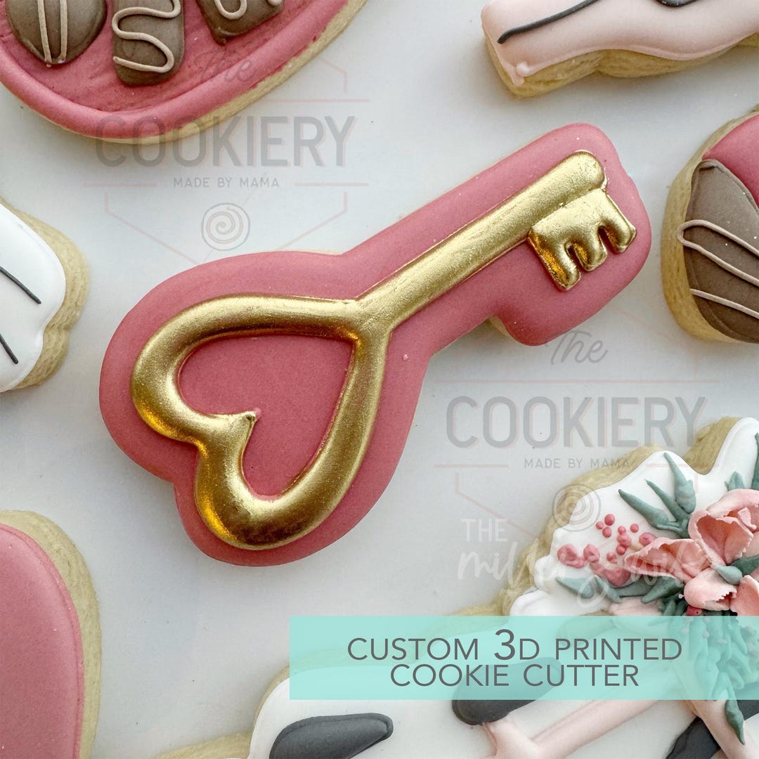 Heart Key Cookie Cutter- Valentine's Day Cookie Cutter - 3D Printed ...