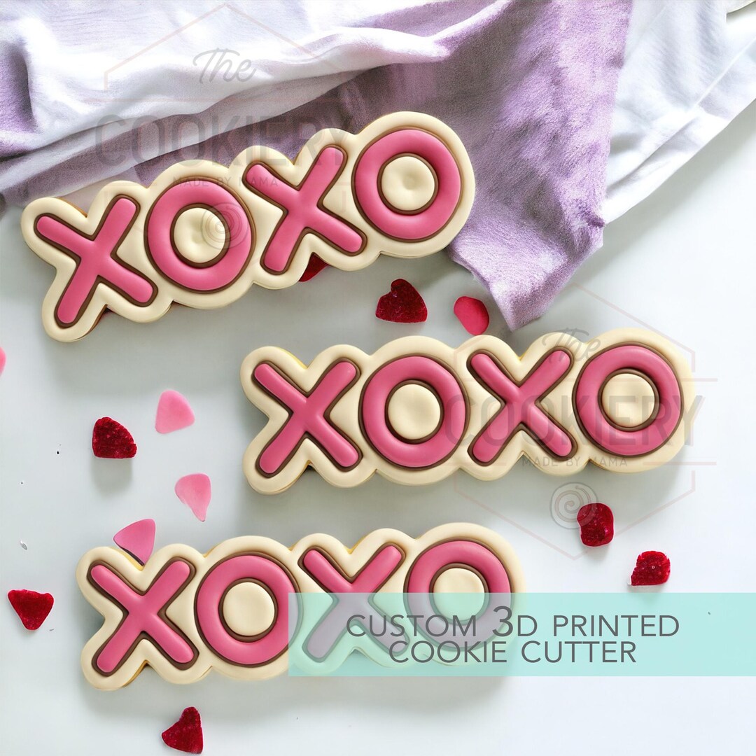 Skinny XOXO Lettering Cookie Cutter- Valentine's Day Cookie Cutter - 3D ...