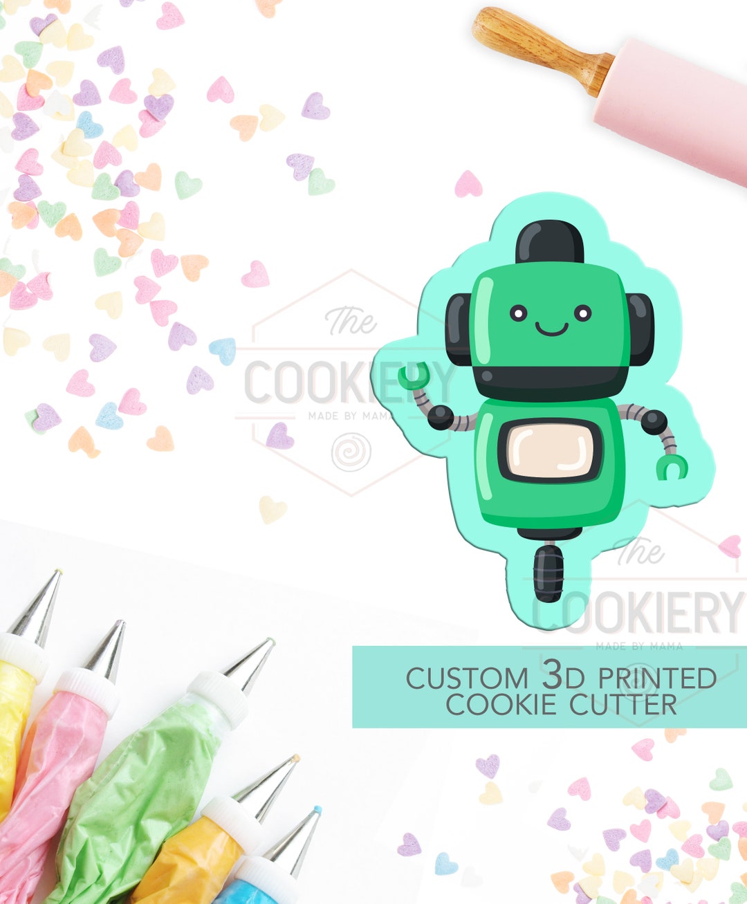 Robot Cookie Cutter - Cute Robot Cutter - 3D Printed Cookie Cutter ...