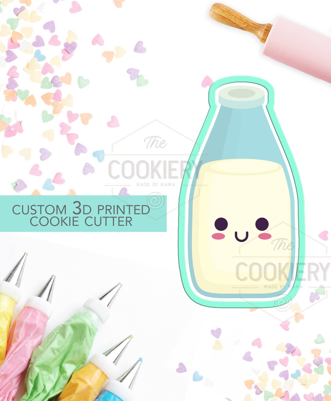 Milk Bottle Cookie Cutter - Milk and Cookies Cookie Cutter - 3D Printed ...
