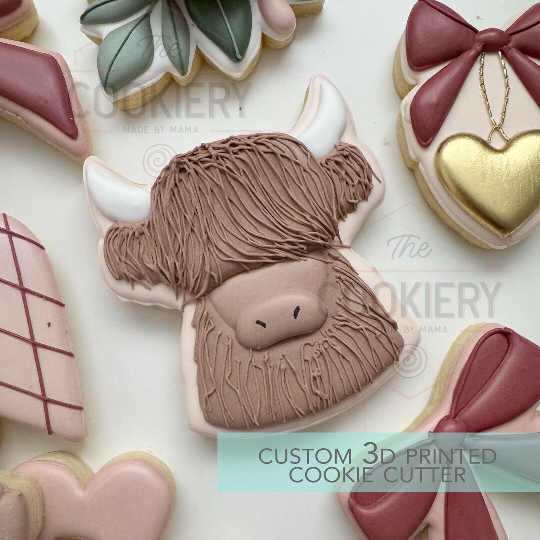 Highland Cow Cookie Cutter- Valentine's Day Cookie Cutter - 3D Printed ...