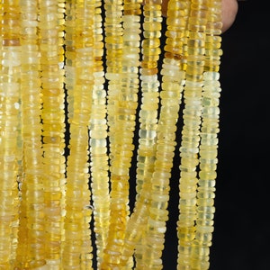 Natural Yellow Opal Smooth Tyre Beads, Yellow Opal Heishi Beads, Opal ...