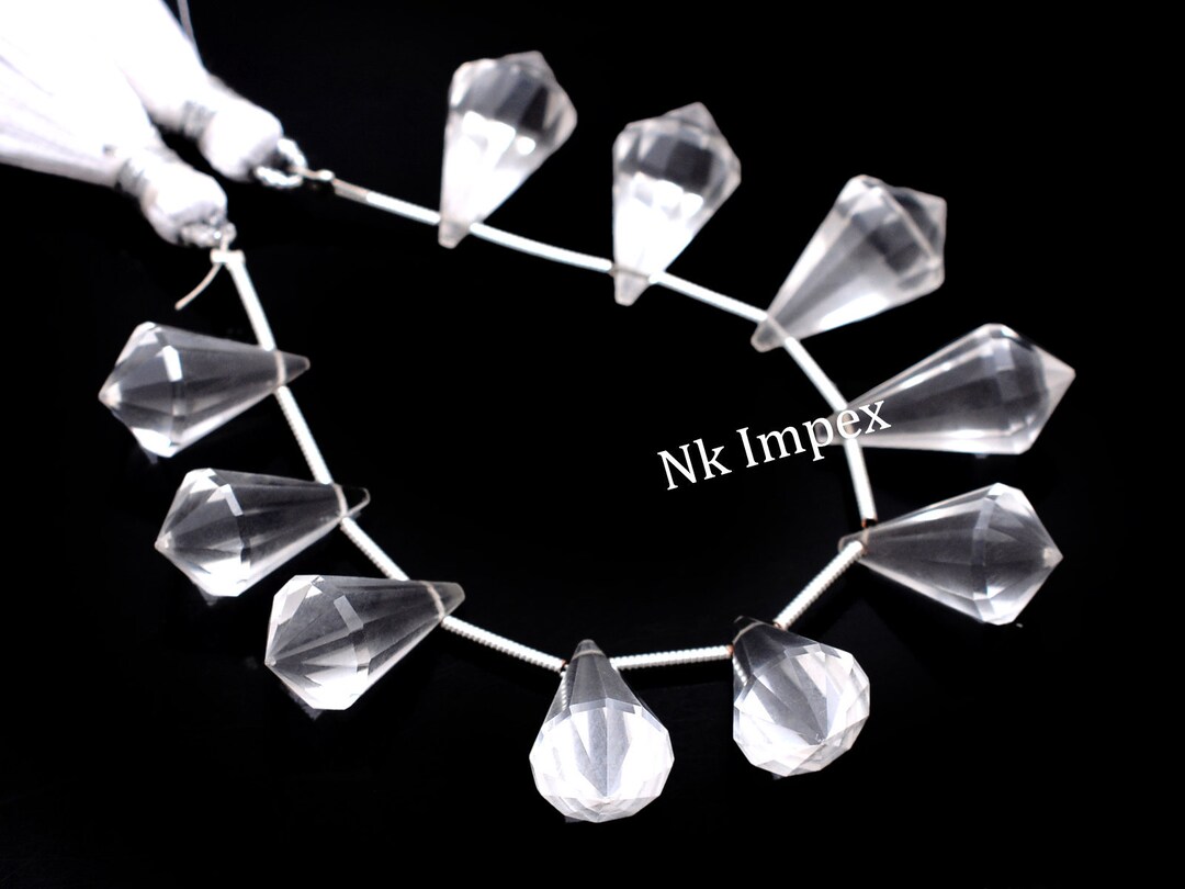 White Crystal Quartz Faceted Cone Shape Beads, 6x11 to 9x18mm, Healing ...