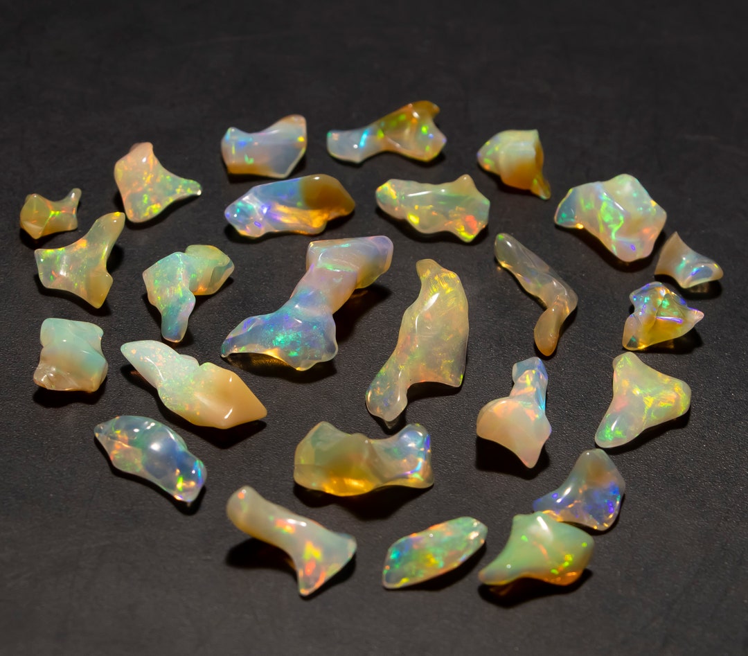 Natural Ethiopian Opal Smooth Unshaped Free Forms Rough Gemstone, 5.5x7 ...