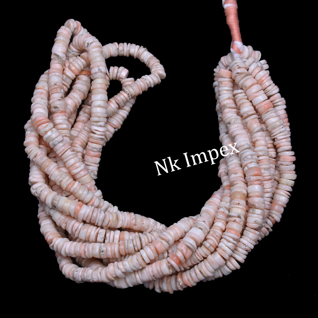 Pink Coral Smooth Heishi Beads, Pink Coral Tyre Beads, Pink Coral ...