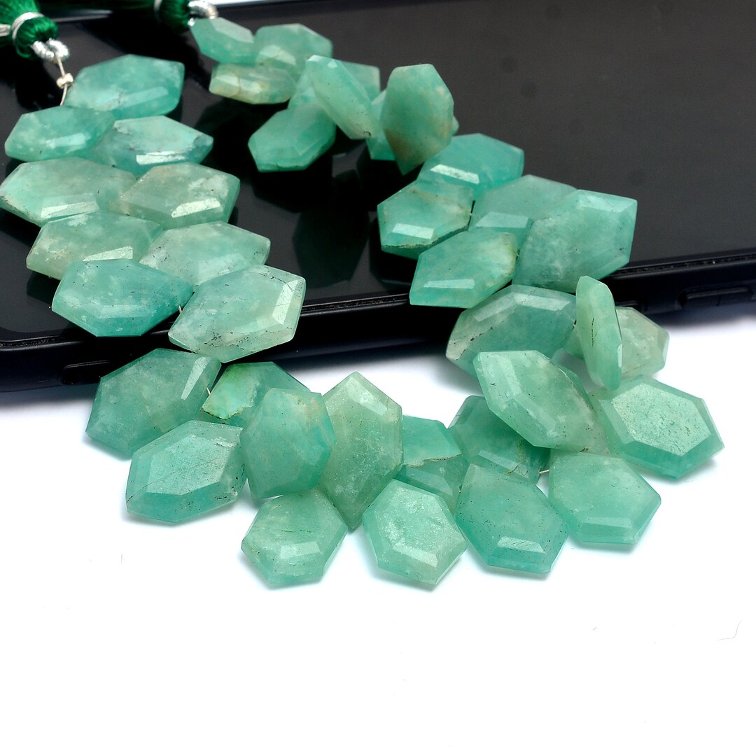 Amazonite Faceted Six Corner Hexagon Beads, 12x18 Mm to 12.5x18.5 Mm ...