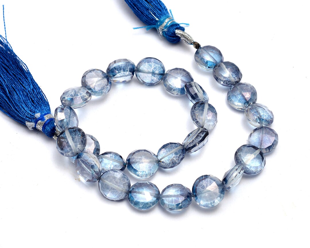 Kyanite Crystal Faceted Coin Shape Beads, 9 Inches, AA Quality, Jewelry ...