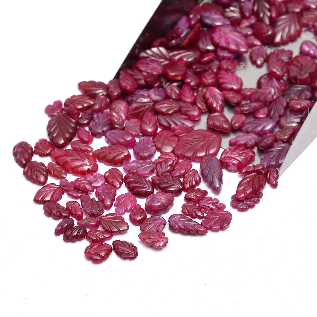 AA Quality Natural Ruby Leaves Carving, Ruby Leaves Cabochons Fancy ...