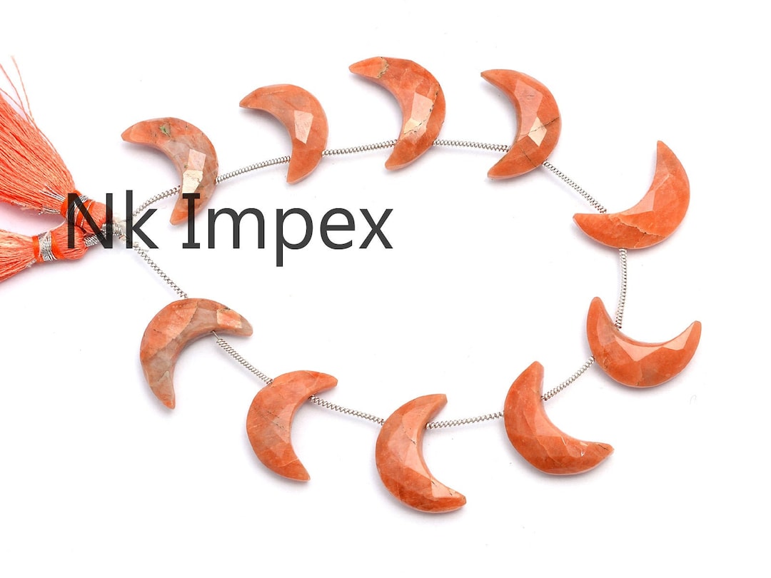 Peach Amazonite Faceted Crescent Moon Beads, 19 Mm to 20 Mm, Moonstone ...