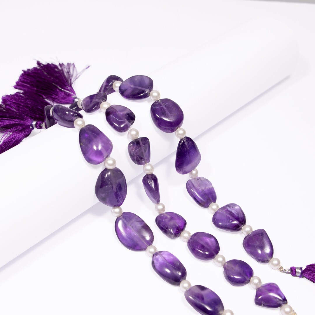 Natural Amethyst Smooth Tumble Beads Briolettes, Amethyst Plain Nuggets ...