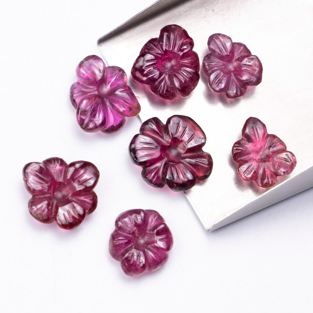 Rubellite Tourmaline Flower Carving, Pink Tourmaline Carving, High ...