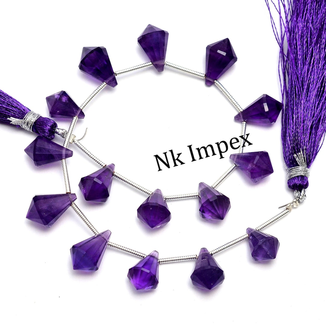 Amethyst Faceted Cone Shape Fancy Beads, 6x10 to 10x18mm, Purple Stone ...