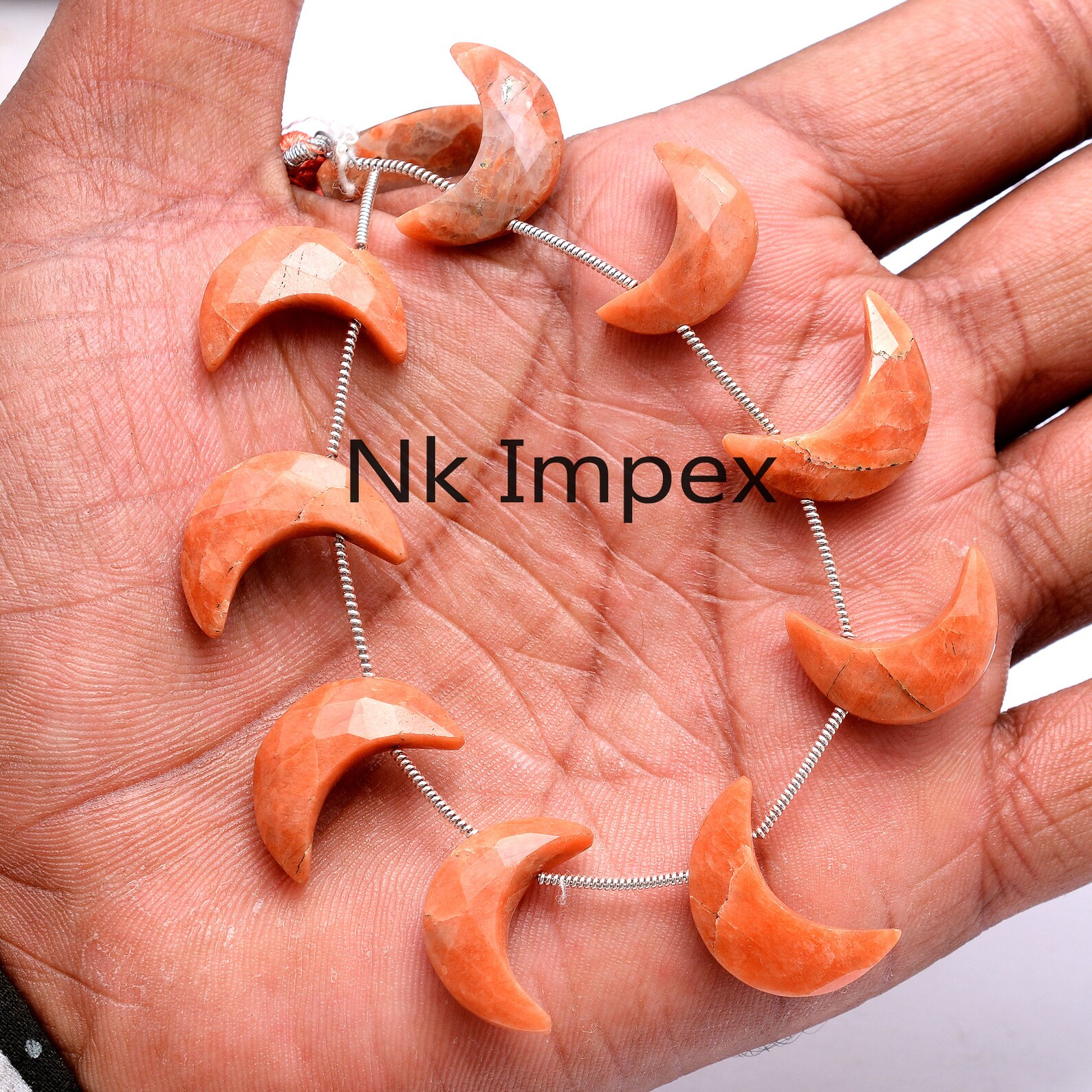 Peach Amazonite Faceted Crescent Moon Beads, 19 Mm to 20 Mm, Moonstone ...