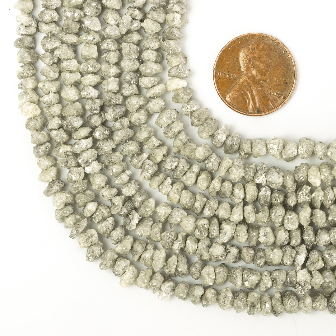 Grey Diamond Uncut Beads, off White Diamond Uncut Raw Beads, Grey ...