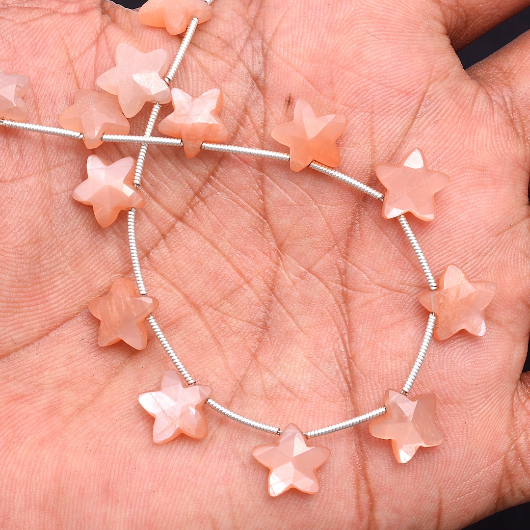 Peach Moonstone Faceted 5 Corner Stars Beads, 9x9 Mm to 10x10 Mm, Peach ...