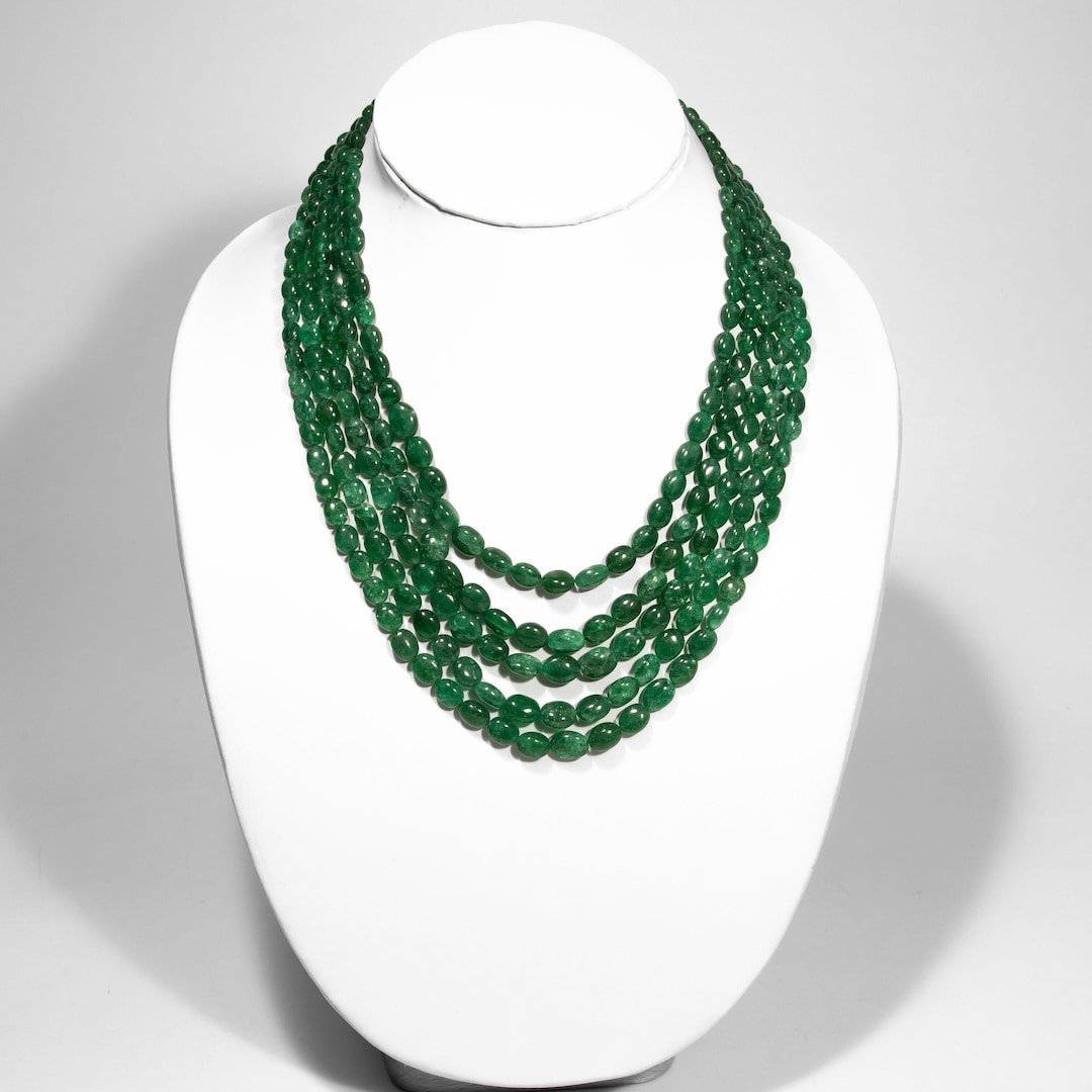 Emerald Color Quartz Smooth Oval Necklace, Beaded Jewelry Making ...