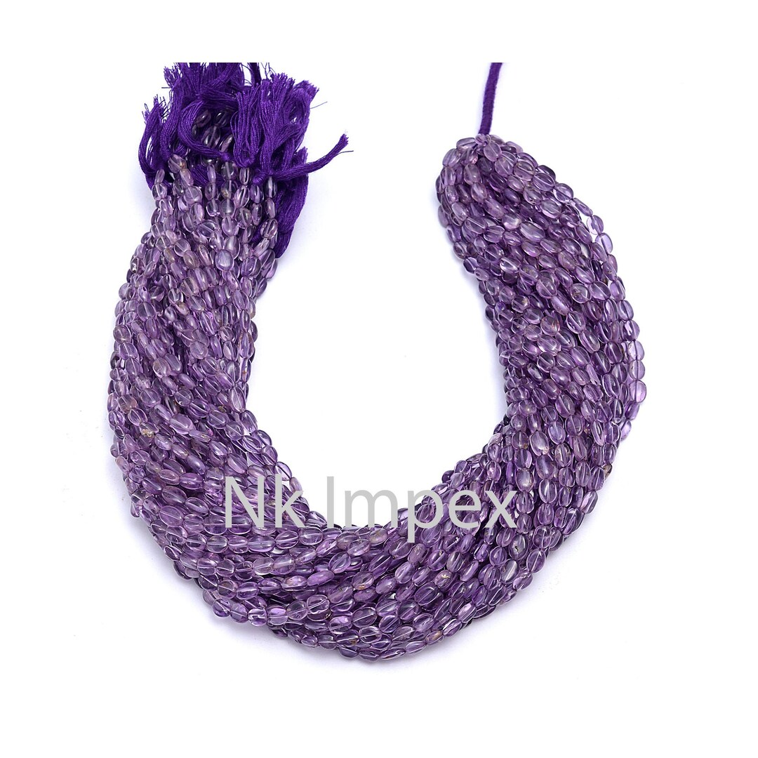 Natural Purple Amethyst Smooth Oval Beads, 4x6 to 5x7 Mm, 15 Inch ...