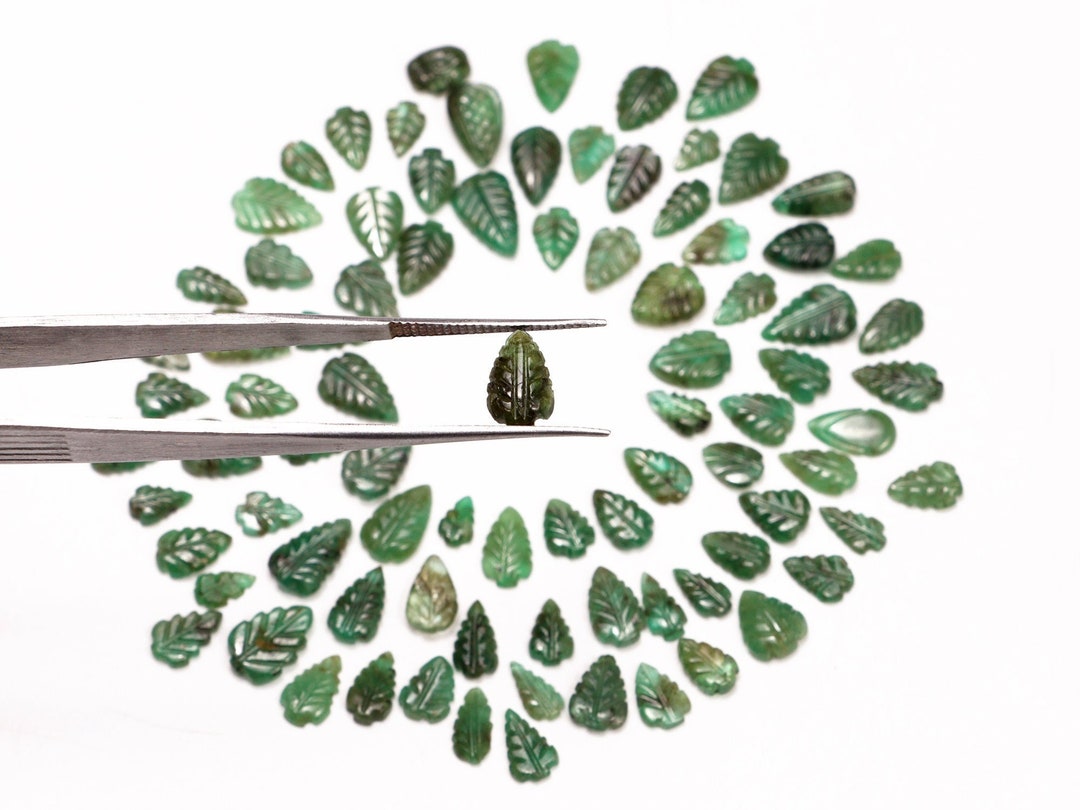 Green Emerald Leaf Carving Loose Gemstone, 4x6 Mm to 7x10 Mm, Emerald ...