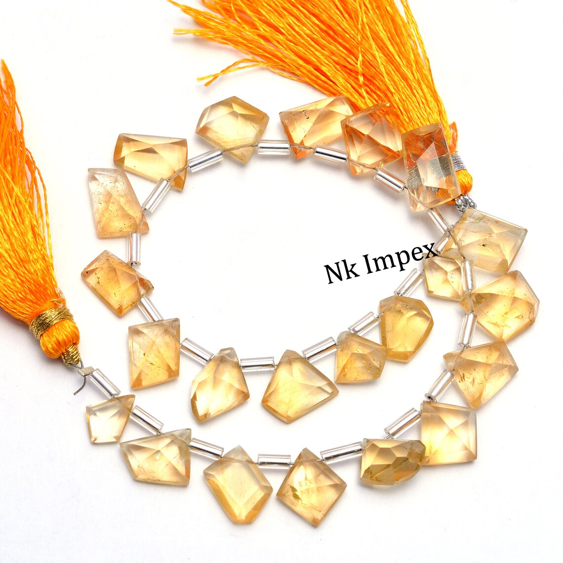 Natural Yellow Citrine Fancy Cut Beads, Unique Citrine Bead, 8 Inch ...