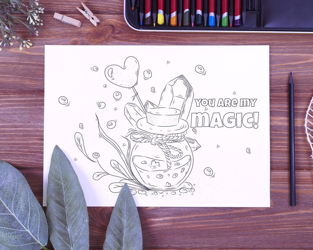 Fantasy Coloring Cards Magic Adult Coloring Page Adult Coloring Cards ...