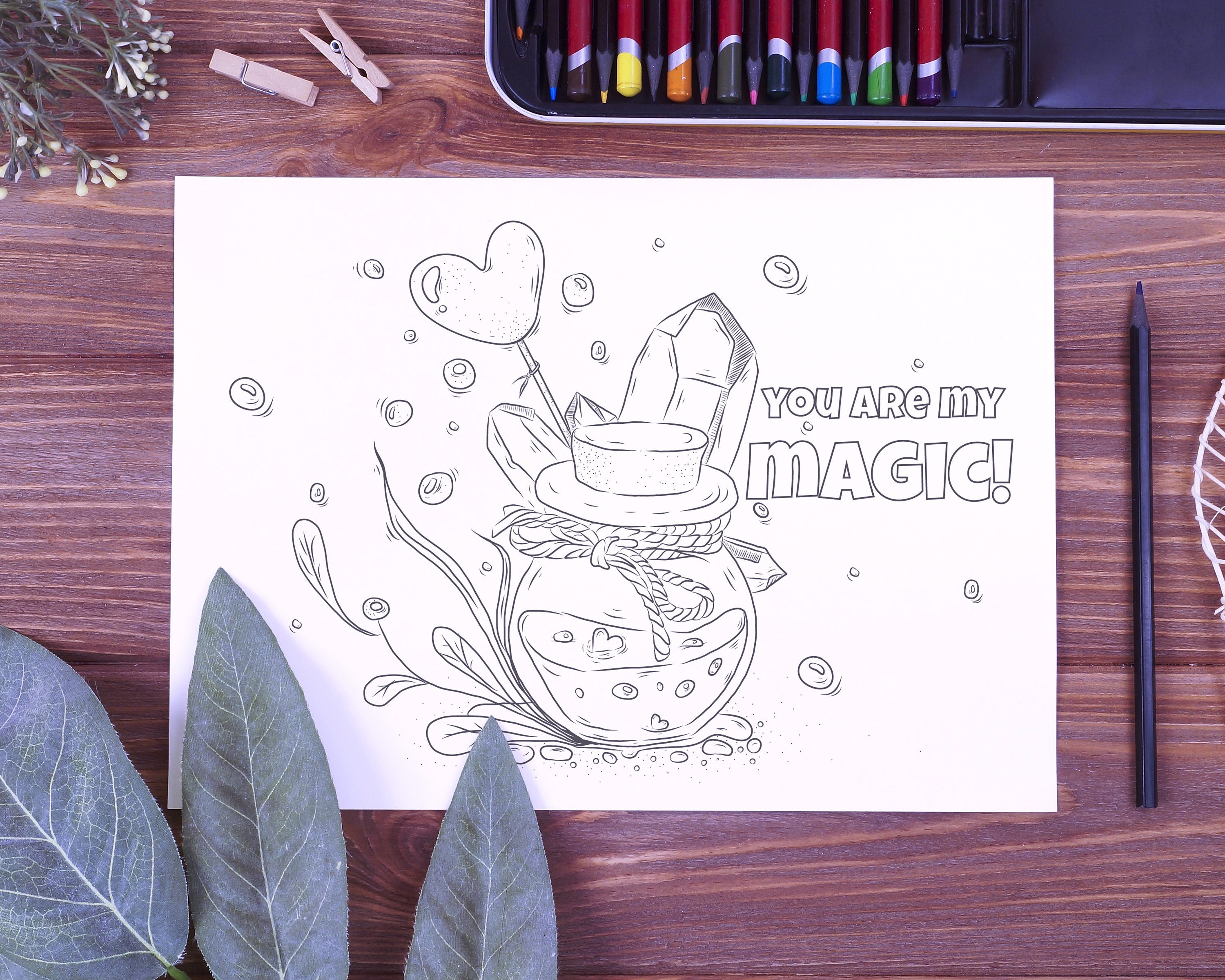 Fantasy Coloring Cards Magic Adult Coloring Page Adult Coloring Cards ...
