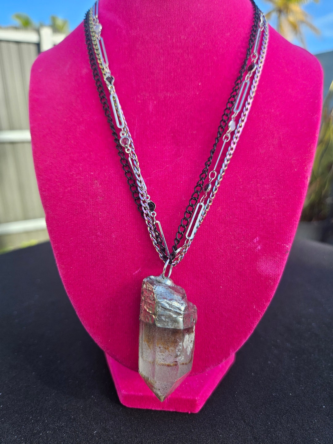 Enchanted Quartz Crystal Pendant: Handcrafted Multi-layer Necklace - Etsy