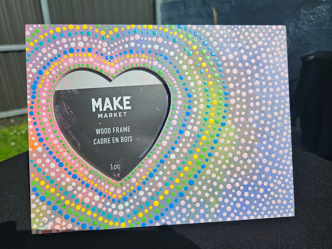 Radiant Hearts: Colorful Dot Art Heart-shaped Picture Frame - Etsy