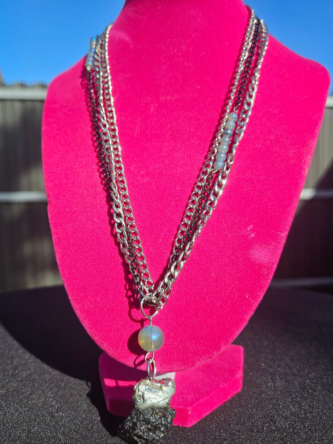 Stellar Fusion: Tektite Soldered Crystal Necklace With Opal Beaded ...