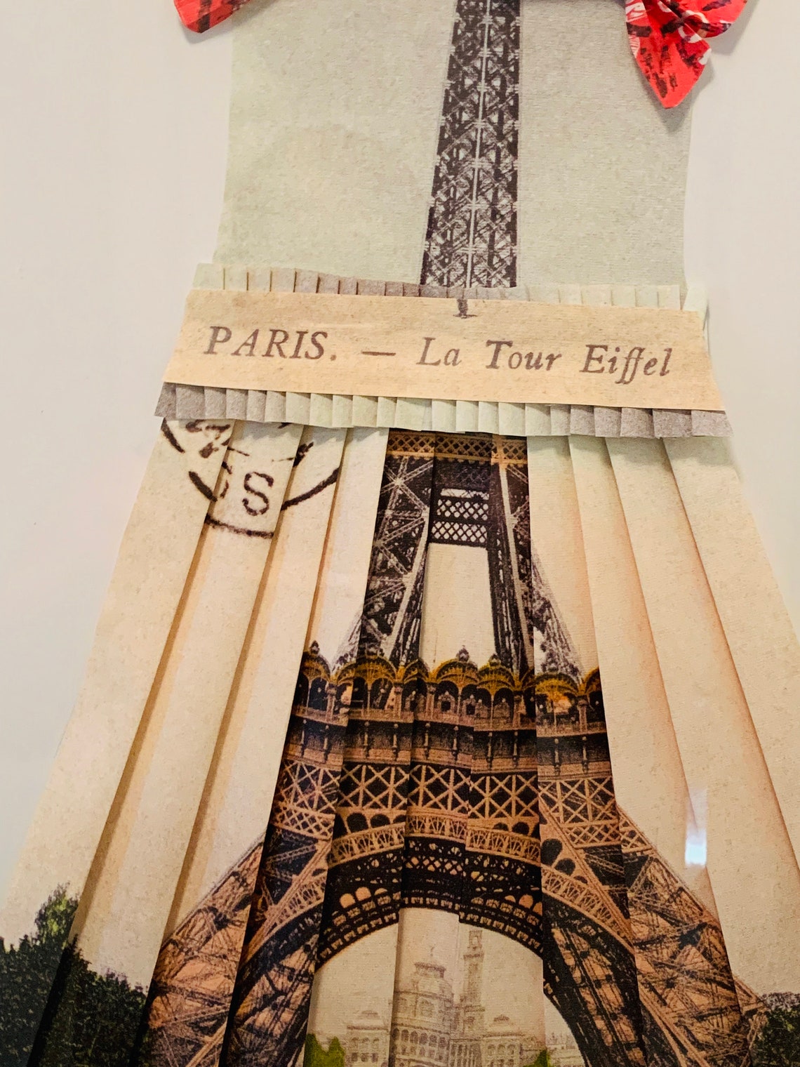 The Eiffel Tower Hand Folded Map Origami Dress Framed in White Shadow ...