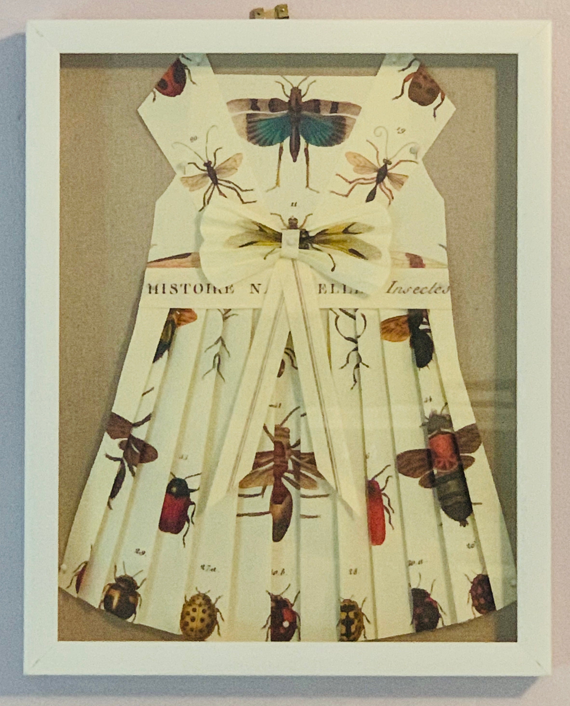 Hand Folded Paper Insect Dress Framed White Shadow Box Wall Hanging - Etsy