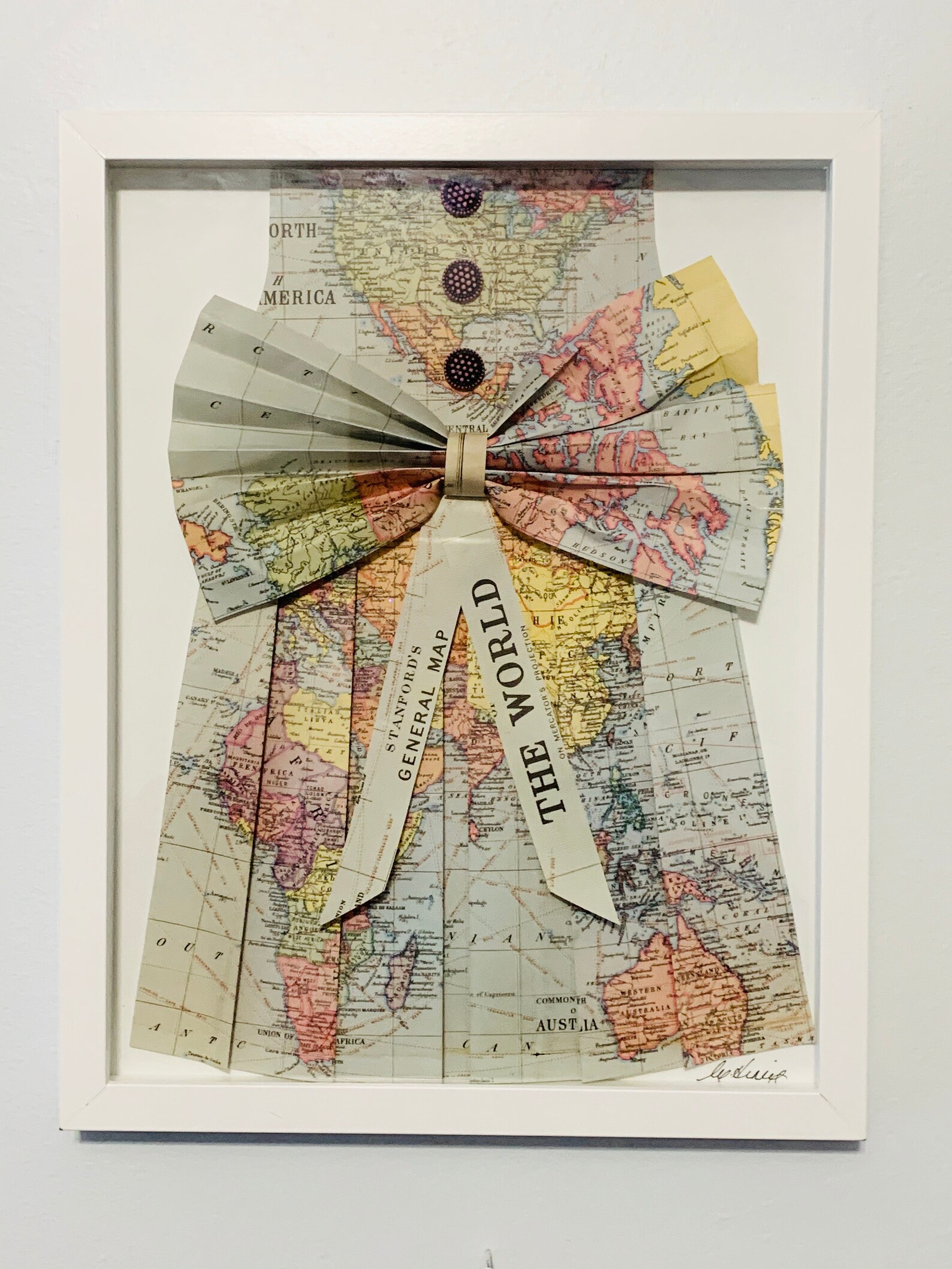The World: Hand Folded Vintage Looking Map Paper Map Origami | Etsy
