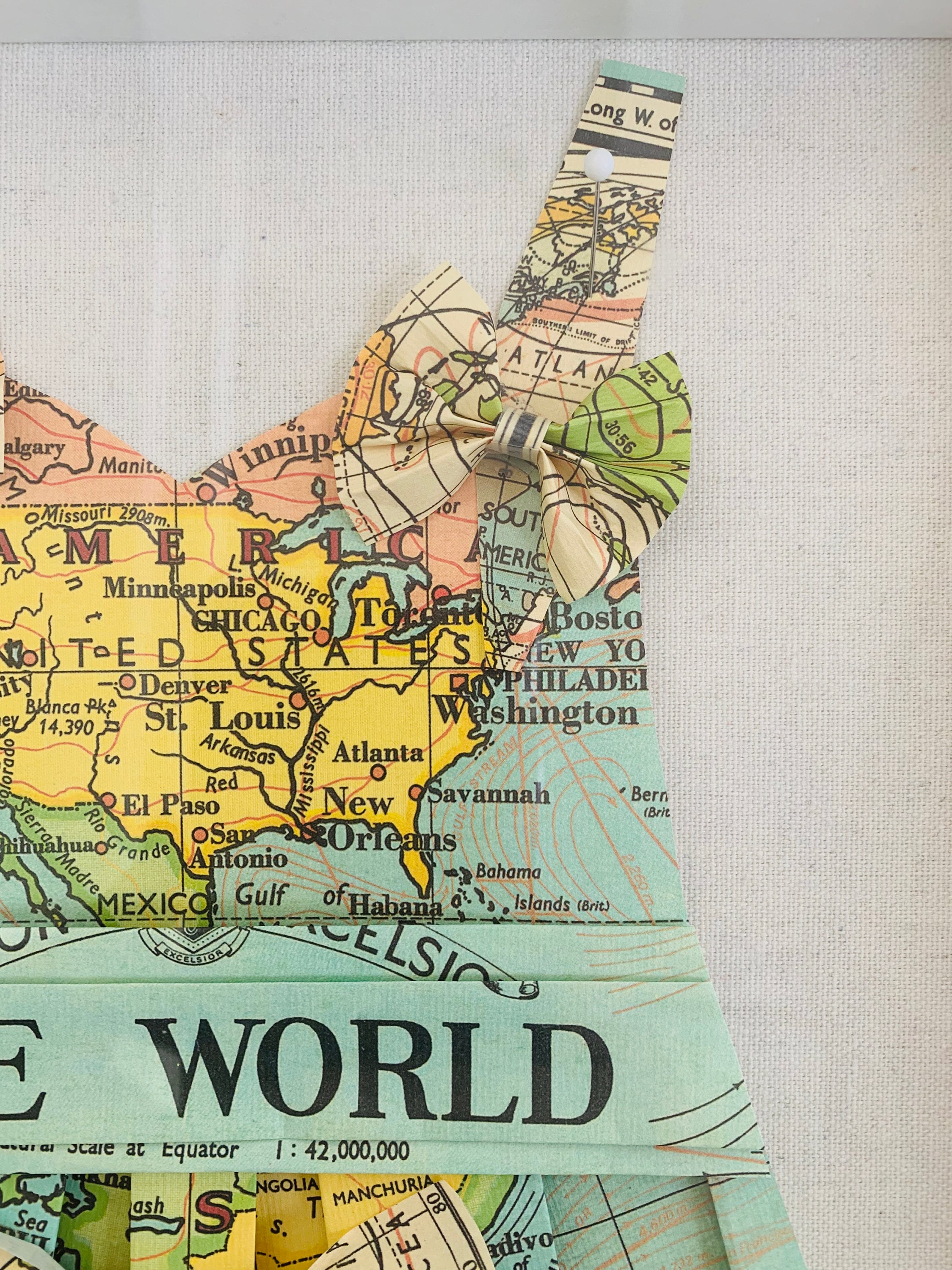 The World: Hand Folded Paper Map Origami Dress - Etsy